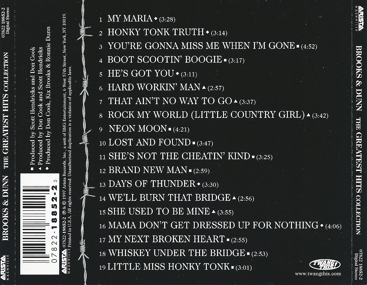Brooks & Dunn Greatest Hits collection 1 : Back | CD Covers | Cover ...